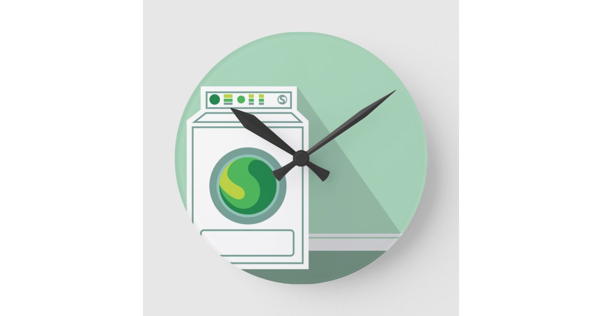 Washing Machine Laundry Room Round Clock | Zazzle