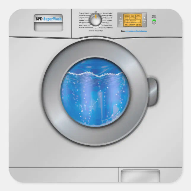 Washing Machine Square Sticker | Zazzle