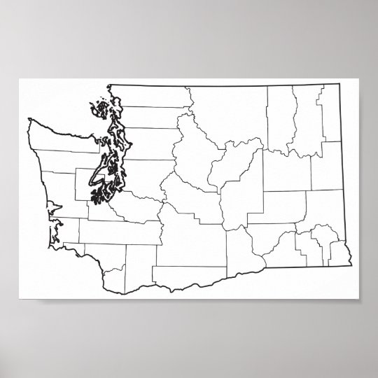 Washington Counties Blank Outline Map Poster | Zazzle.com