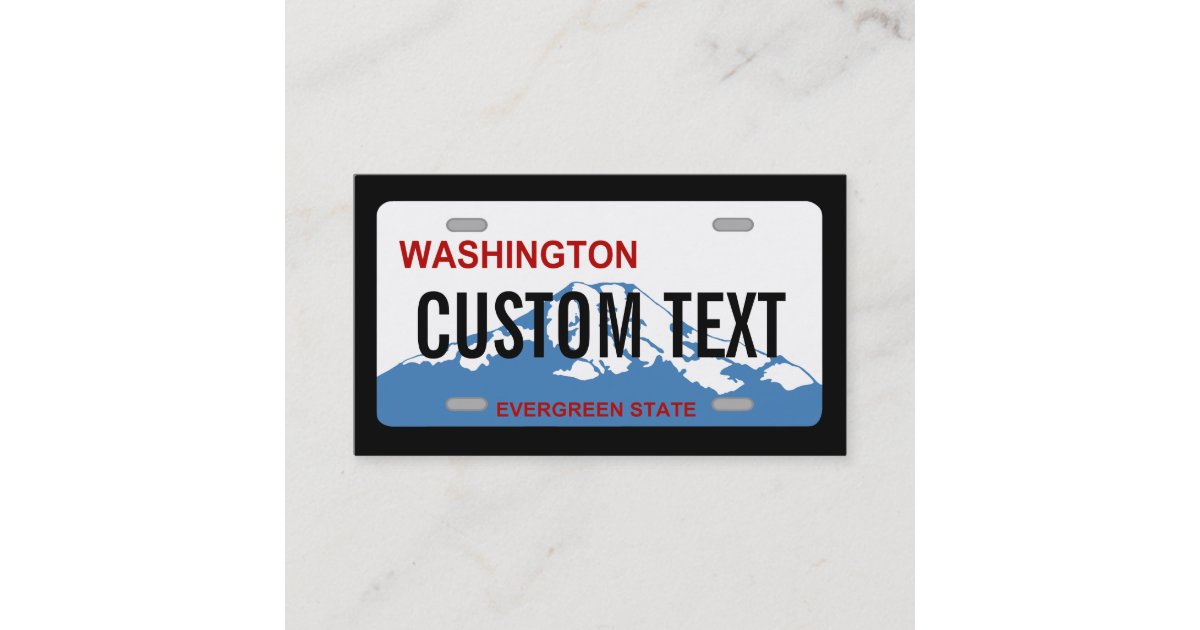 Washington custom license plate business card | Zazzle