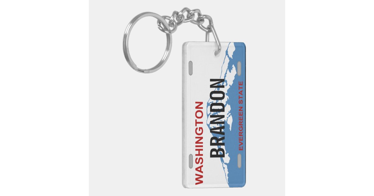 Washington custom license plate keychain | Zazzle