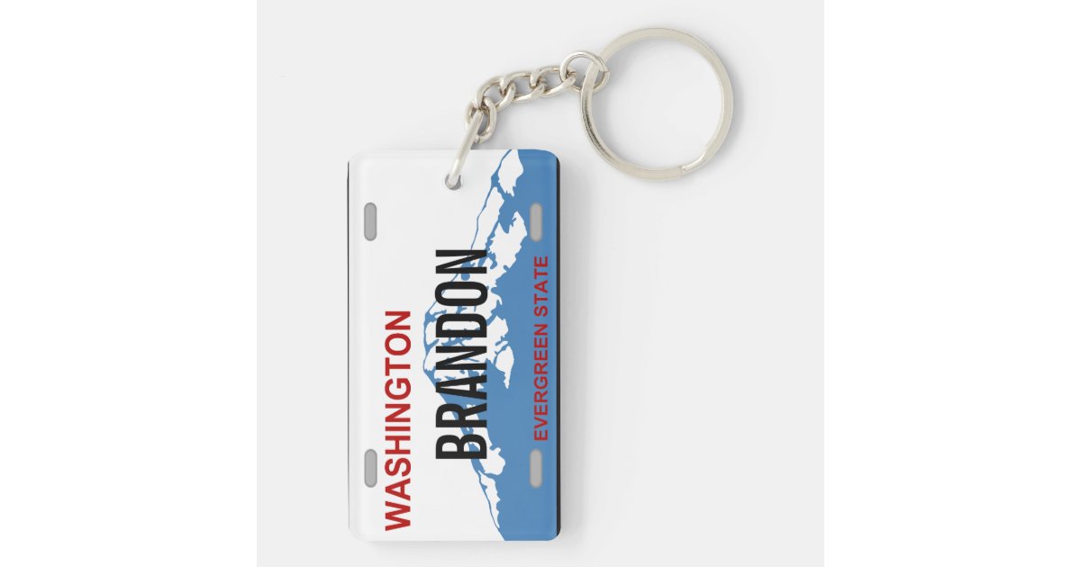 Washington custom license plate keychain | Zazzle
