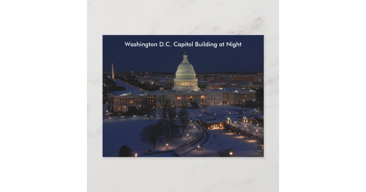 Washington D.C. Capitol Building in Winter Night Postcard | Zazzle