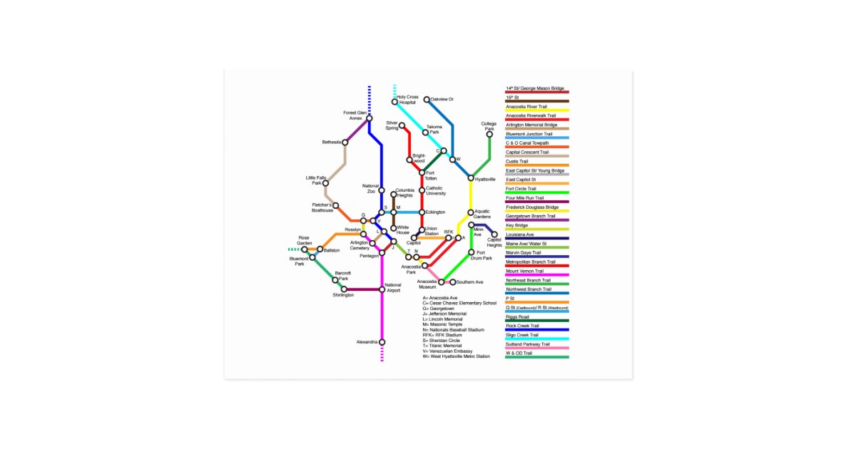 Washington DC Bike Map Postcard | Zazzle.com