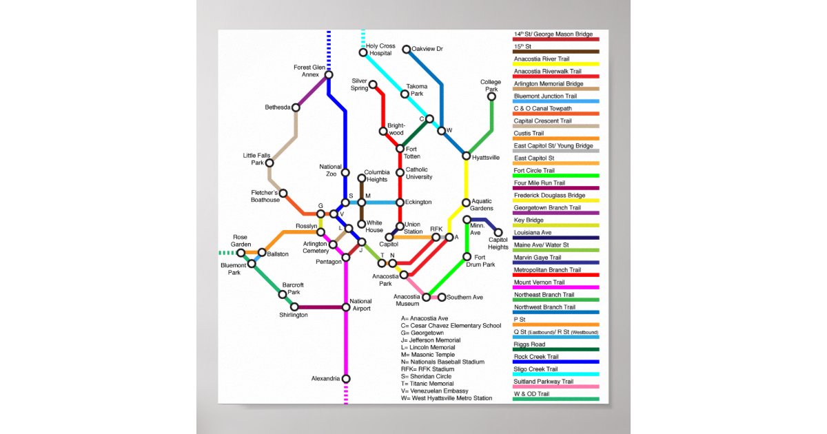 Washington DC Bike Map Poster | Zazzle