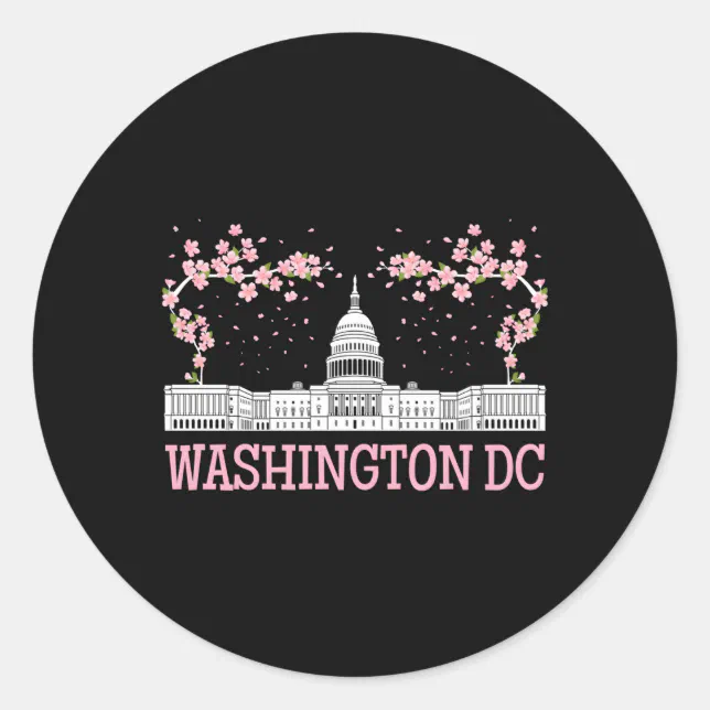 Washington Dc Cherry Blossom Monut Classic Round Sticker | Zazzle