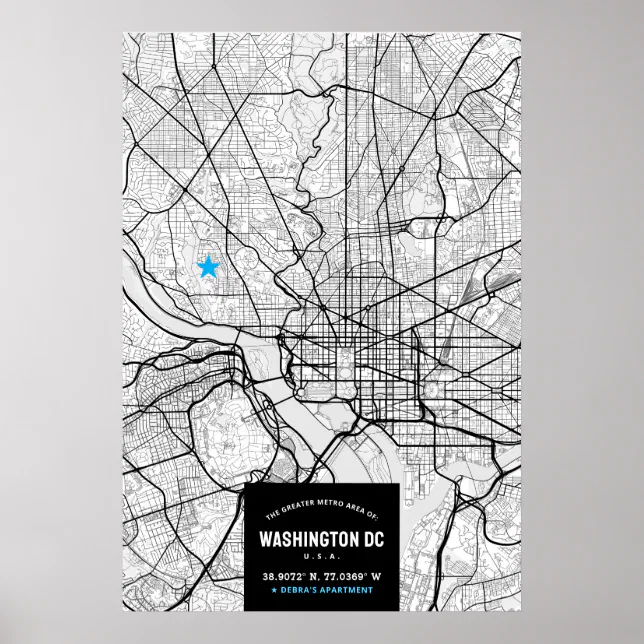 Washington, DC. City Map + Your Location Poster | Zazzle