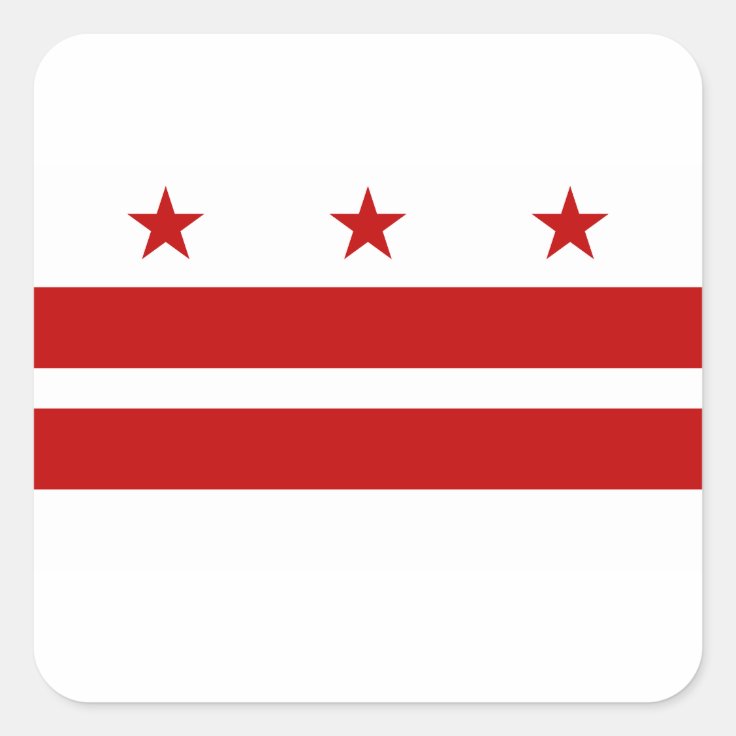Washington DC Flag Square Sticker | Zazzle