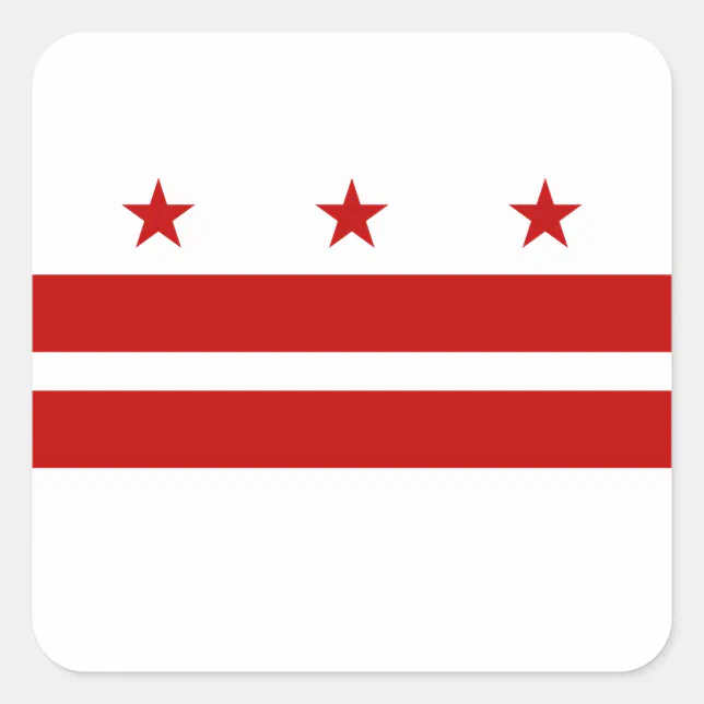 Washington DC Flag Square Sticker | Zazzle