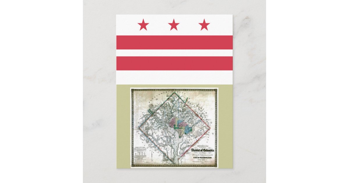 Washington DC Map and Flag Postcard | Zazzle