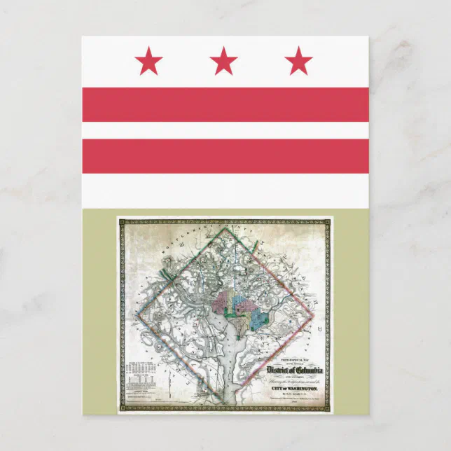 Washington DC Map and Flag Postcard | Zazzle