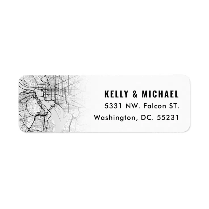 Washington, DC. Map Themed | Return Label | Zazzle