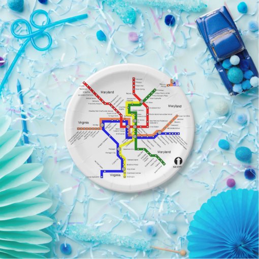 Washington DC Metro Subway Map Paper Plate | Zazzle