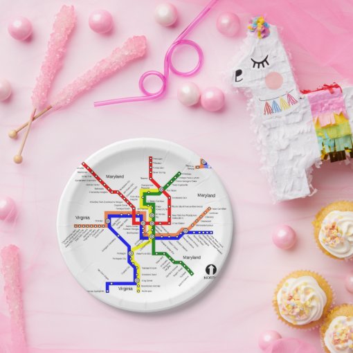 Washington DC Metro Subway Map Paper Plate | Zazzle