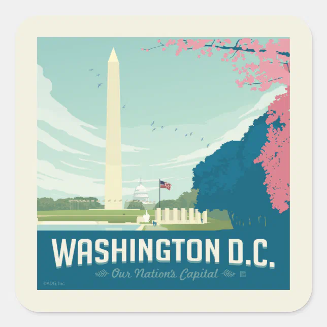 Washington DC | Our Nation's Capital Square Sticker | Zazzle