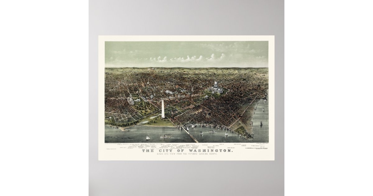 Washington, DC Panoramic Map - 1892 Poster | Zazzle