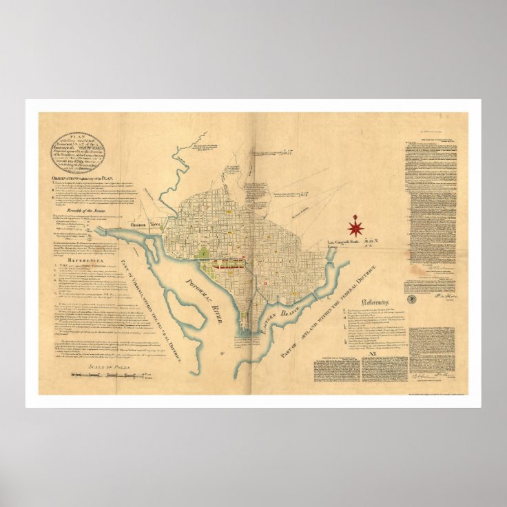 Washington DC Plan Map by L'Enfant 1791 Poster | Zazzle