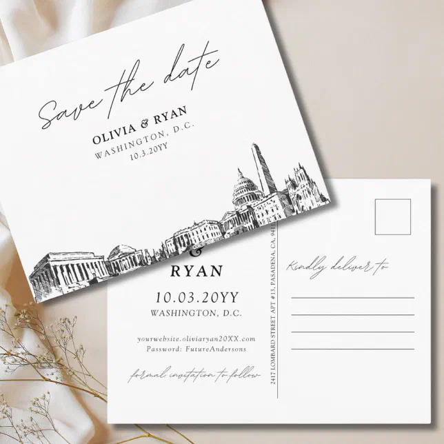 Washington DC Save the Date Postcard Wedding | Zazzle