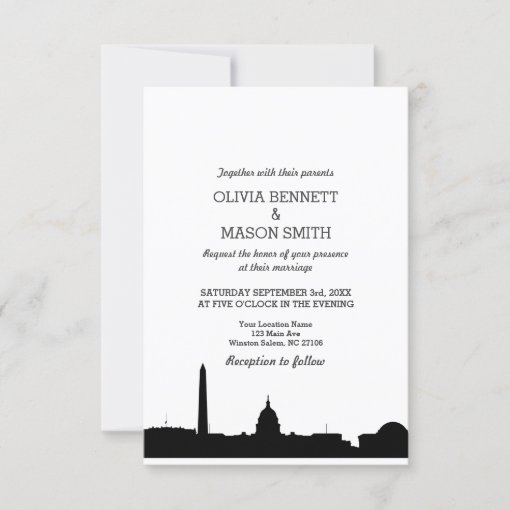 Washington DC Skyline Cityscape Wedding Invitation | Zazzle