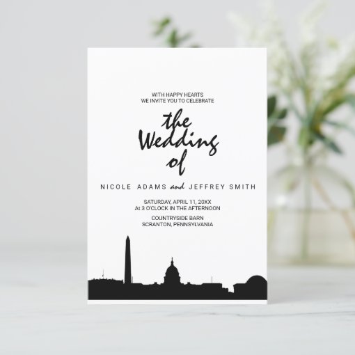Washington DC Skyline Cityscape Wedding Invitation | Zazzle