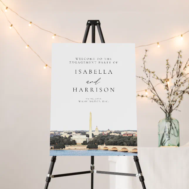 WASHINGTON DC Skyline Engagement Party Welcome Foam Board | Zazzle