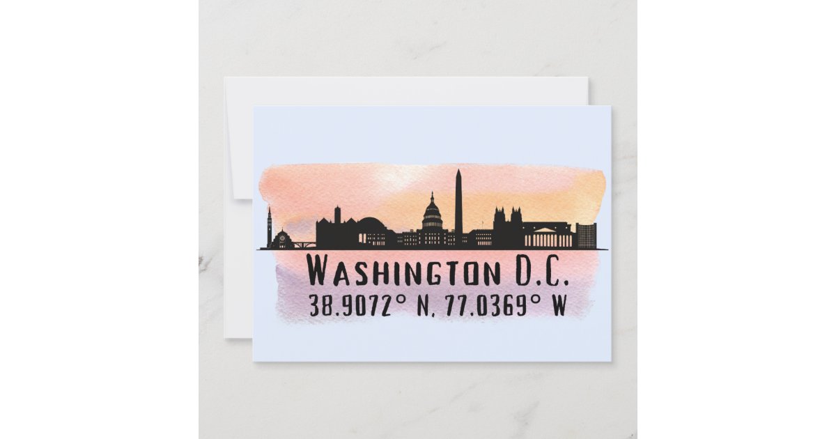 Washington DC Skyline Latitude and Longitude Card | Zazzle