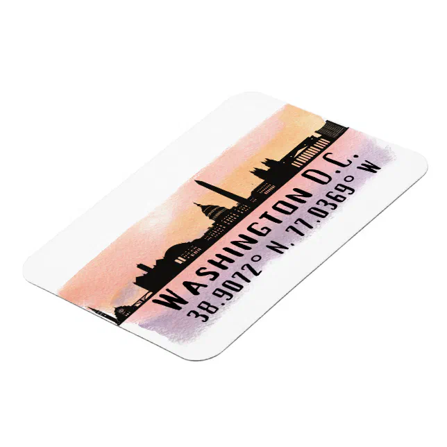 Washington DC Skyline Latitude and Longitude Magnet | Zazzle