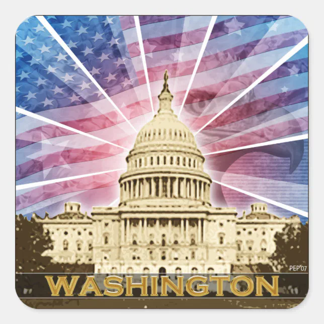 Washington DC Square Sticker | Zazzle
