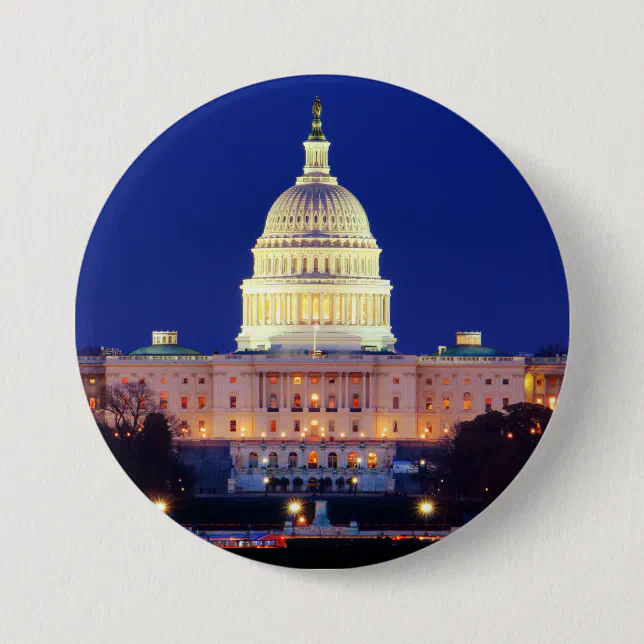 Washington DC United States Capitol at Dusk Button | Zazzle