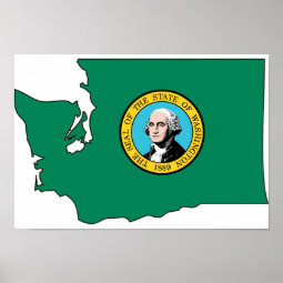 Washington Flag Map Poster | Zazzle