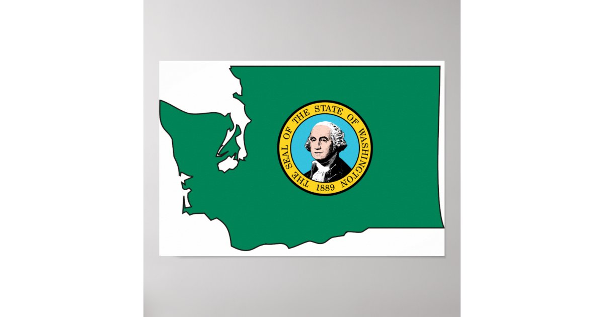 Washington Flag Map Poster | Zazzle