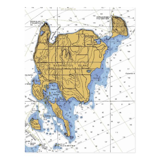 Washington Island, WI Nautical Chart Postcard | Zazzle.com