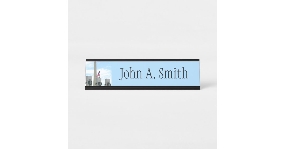 Washington Monument and WWII Memorial in DC Desk Name Plate | Zazzle