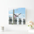 Washington Monument and WWII Memorial in DC Square Wall Clock | Zazzle