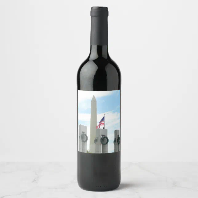 Washington Monument and WWII Memorial in DC Wine Label | Zazzle
