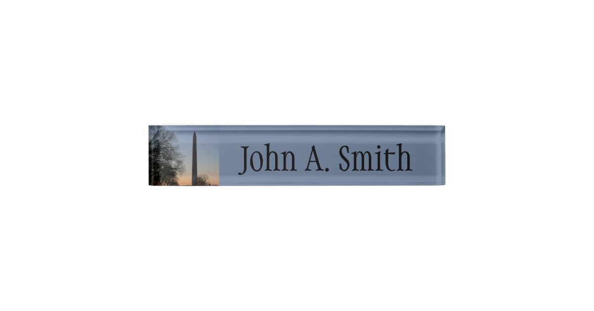 Washington Monument at Sunset in DC Desk Name Plate | Zazzle