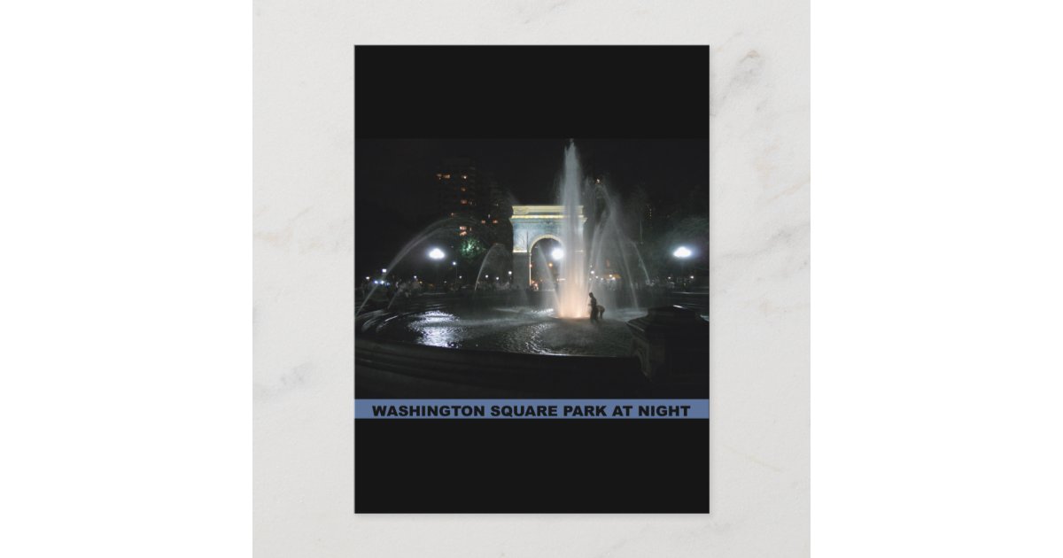 Washington Square Park at Night, NYC Postcard | Zazzle