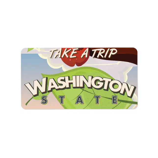 Washington State Apple tree Travel Poster Cartoon. Label | Zazzle