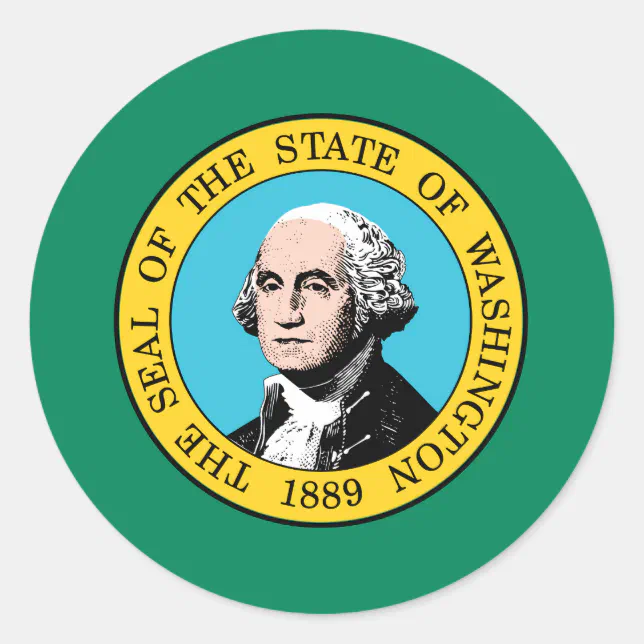 Washington State Flag Classic Round Sticker | Zazzle