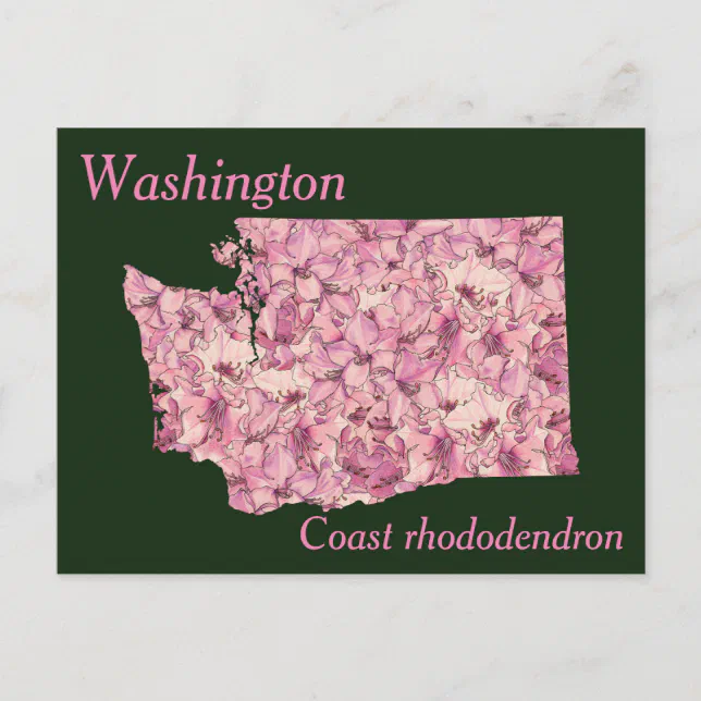 Washington State Flower Collage Map Postcard | Zazzle