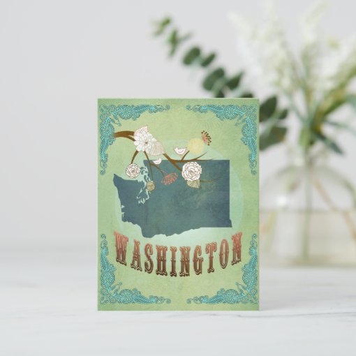 Washington State Map – Green Postcard | Zazzle
