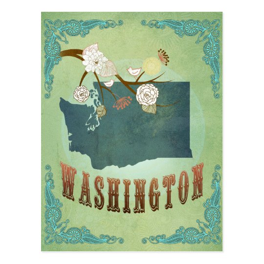 Washington State Map – Green Postcard | Zazzle.com