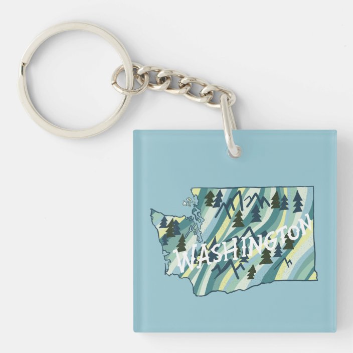 Washington State Map Illustration Keychain | Zazzle.com