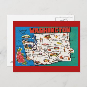 Washington State Map Postcard | Zazzle