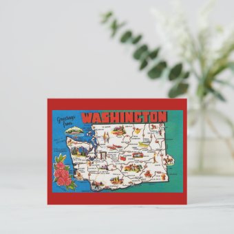 Washington State Map Postcard | Zazzle