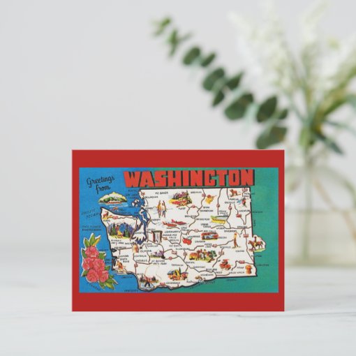 Washington State Map Postcard | Zazzle