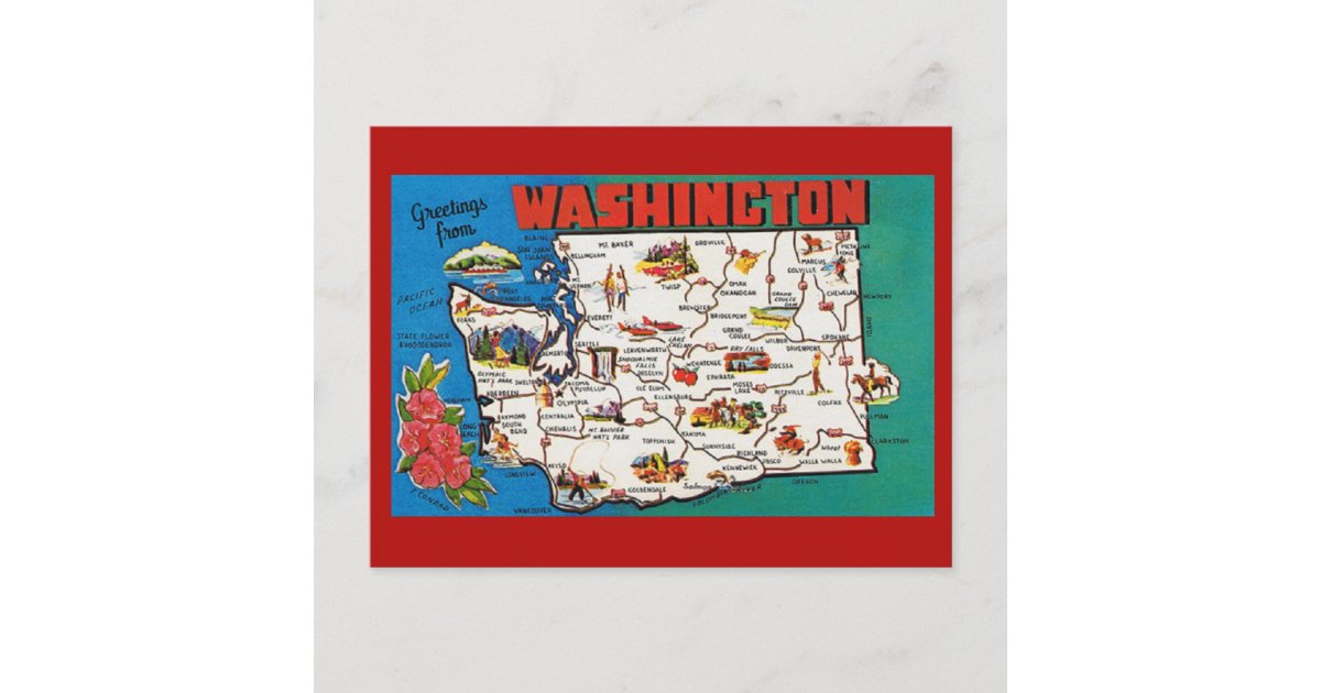 Washington State Map Postcard | Zazzle