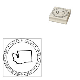 Washington State Map Return Address Wood Rubber Stamp | Zazzle