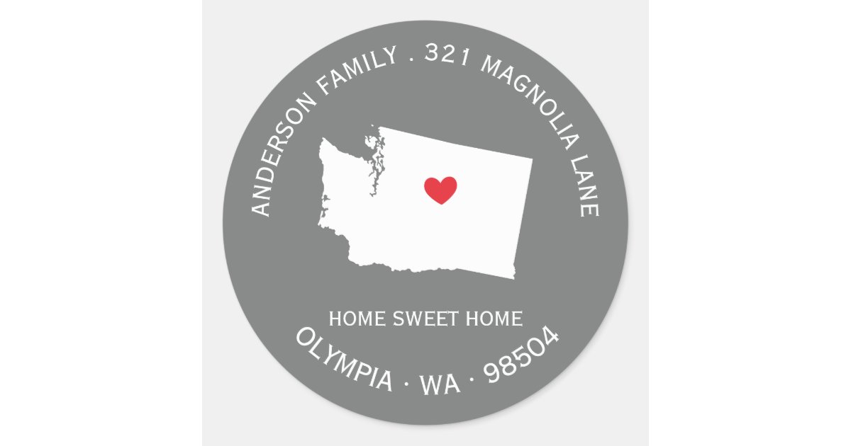 WASHINGTON State | New Home Address Label Sticker | Zazzle