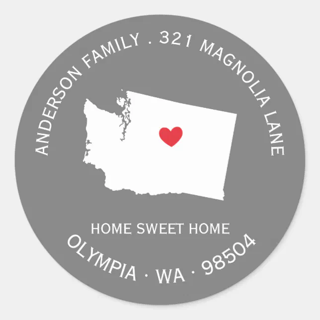 WASHINGTON State | New Home Address Label Sticker | Zazzle